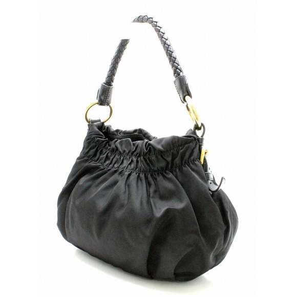Prada | Bags | Prada Nylon Handbag Black Gathered | Poshmark